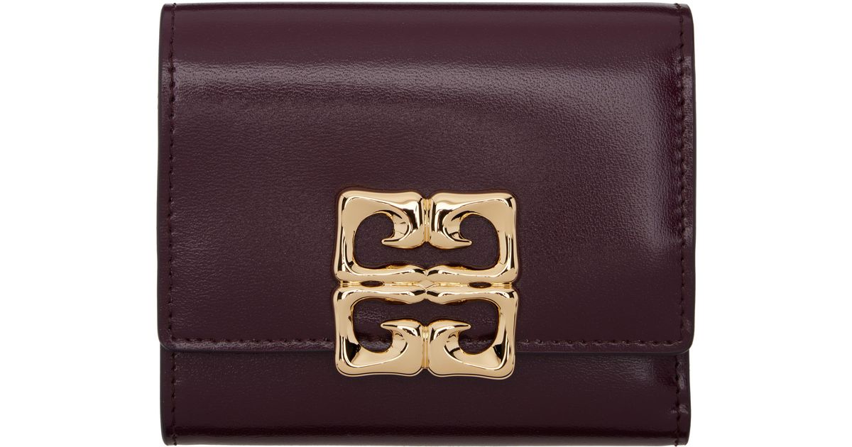 Givenchy Burgundy Trifold 4G Liquid Wallet in Purple | Lyst