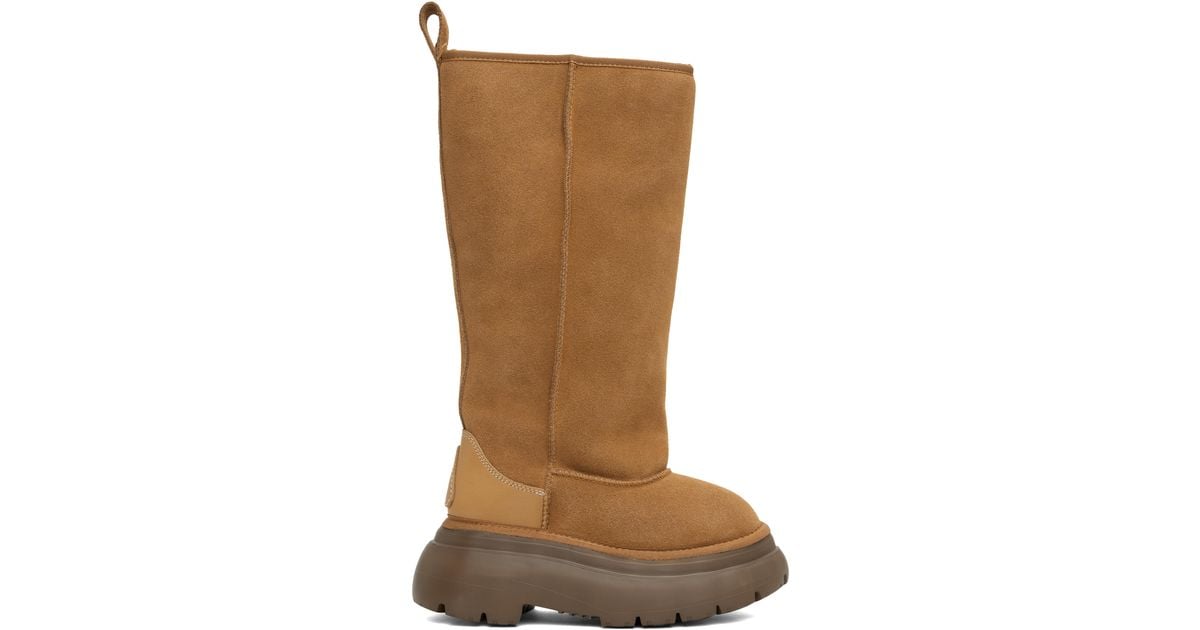 R13 Tall Chunky Shearling Boots in Brown | Lyst