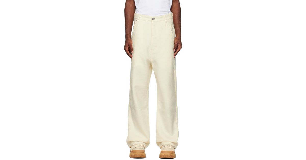 Ami Paris Off- baggy Fit Trousers in Natural for Men | Lyst