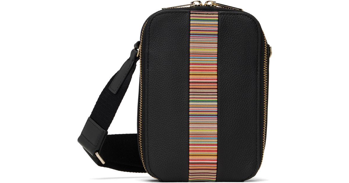 Paul Smith Leather Signature Stripe Trim Flight Pouch in Black for Men | Lyst