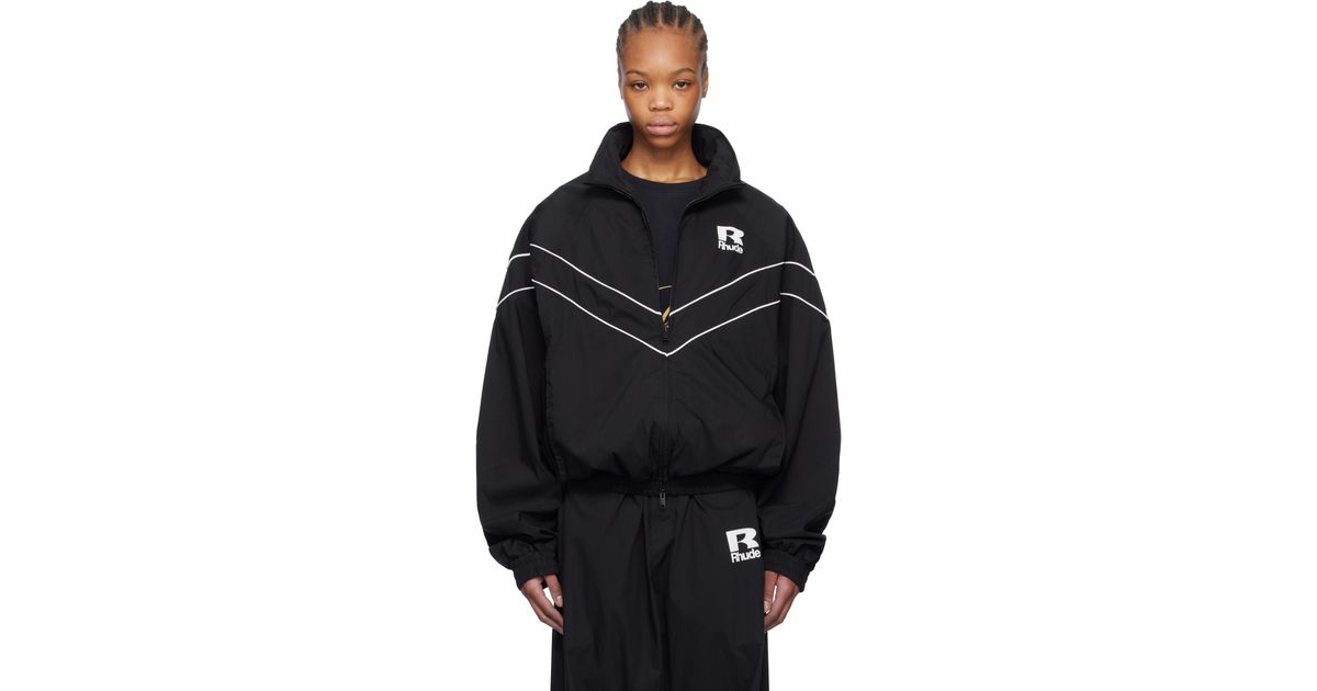 Rhude Piping Raglan Track Jacket in Black | Lyst