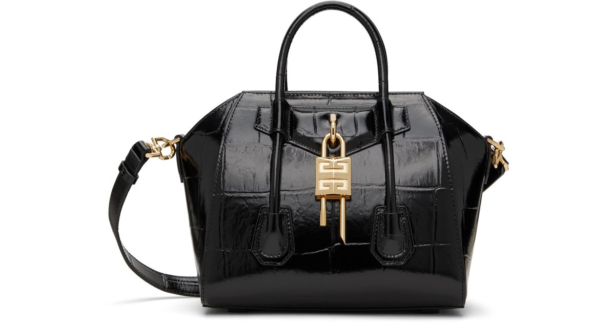 Givenchy Mini Antigona Lock Bag in Black | Lyst