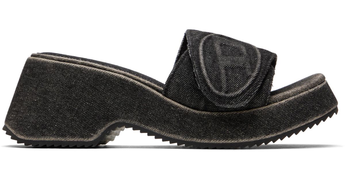 DIESEL Sa-Oval D Pf W Heeled Sandals in Black | Lyst