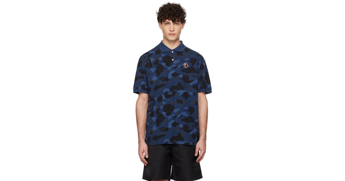 A Bathing Ape Color Camo Large Ape Head Polo in Blue for Men | Lyst