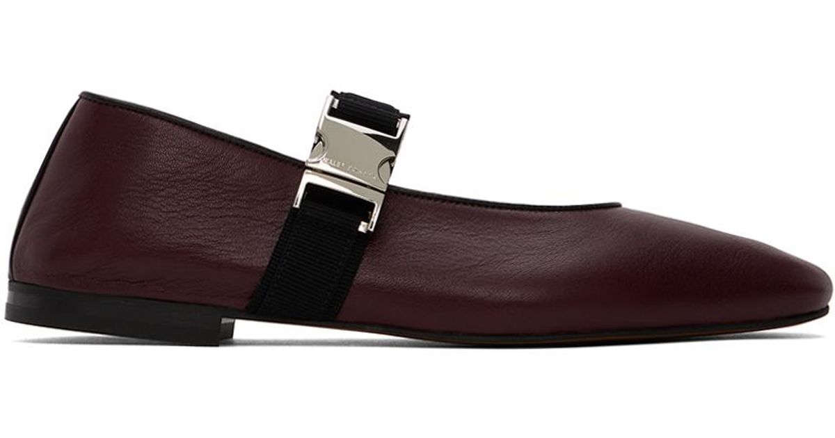 Wales Bonner Burgundy Mary Jane Ballerina Flats in Black | Lyst