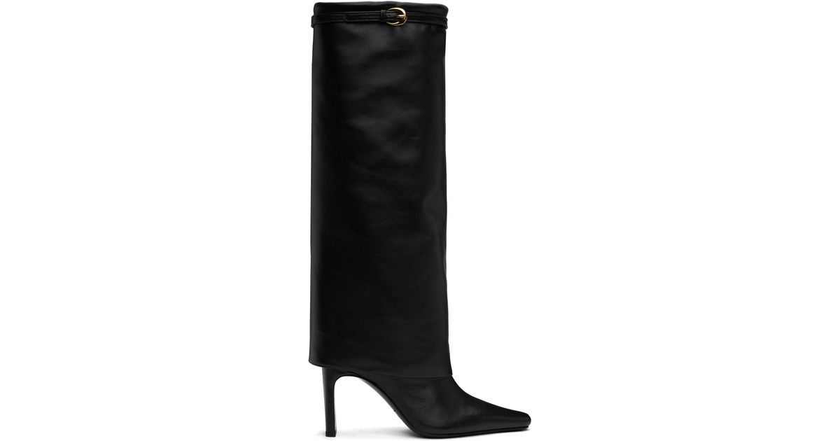 STAUD Wally Foldover High Heel Tall Boots in Black | Lyst