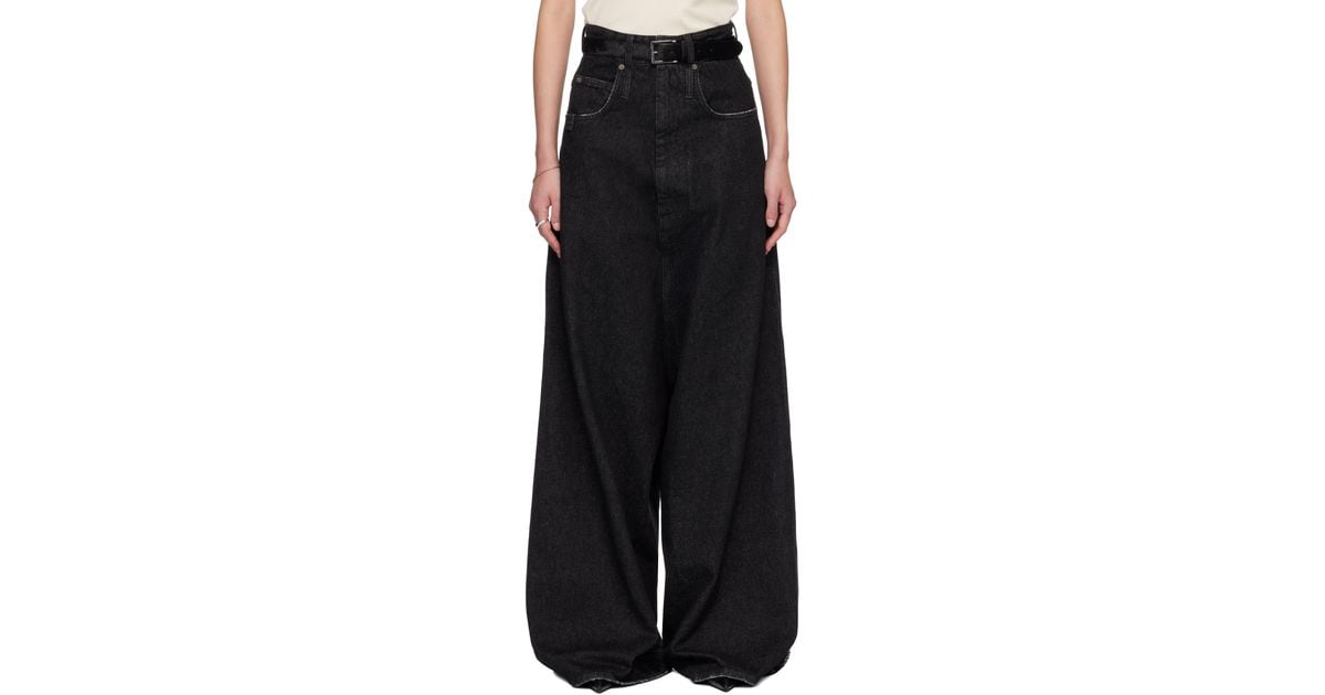 Lu'u Dan Drop Crotch Denim Jeans in Black | Lyst UK