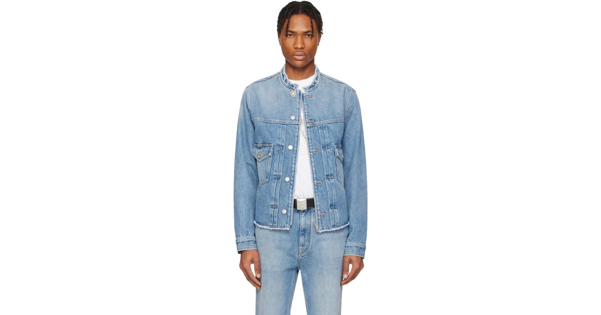 Givenchy Reworked Biker Denim Jacket in Blue for Men | Lyst