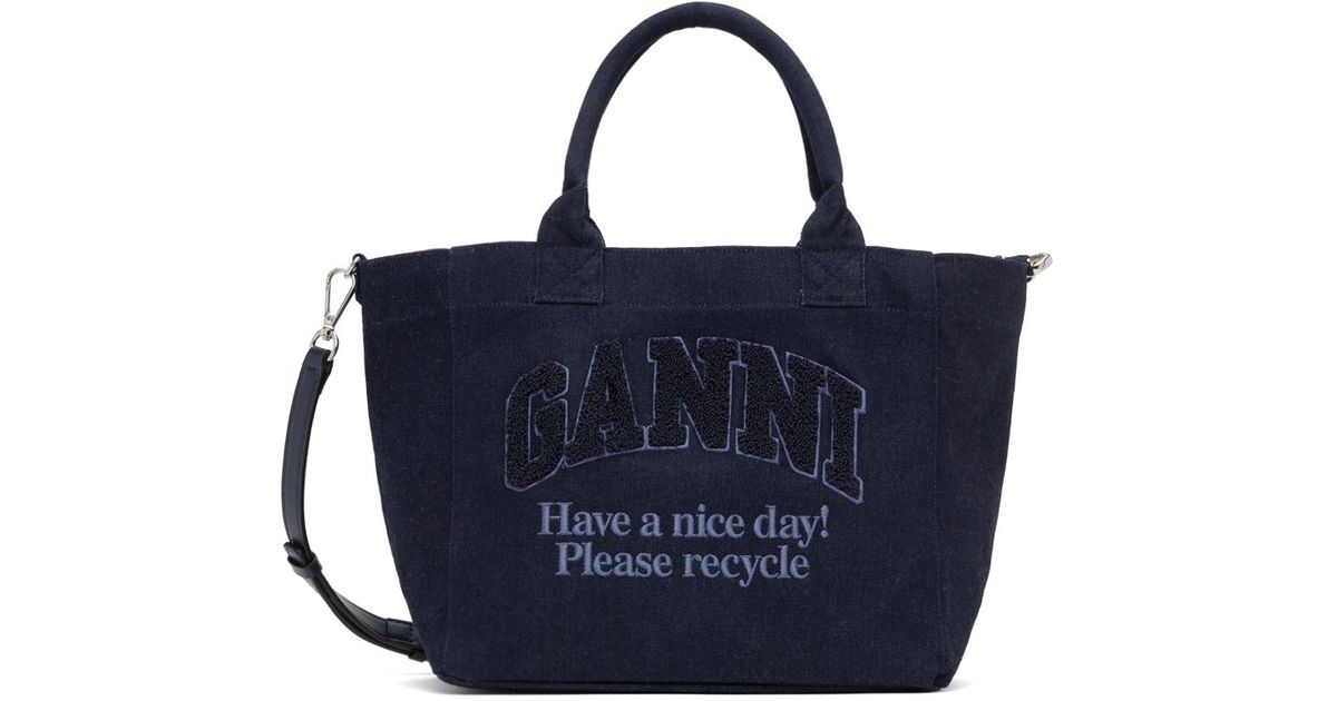 Ganni Small Shopper Tote in Blue | Lyst