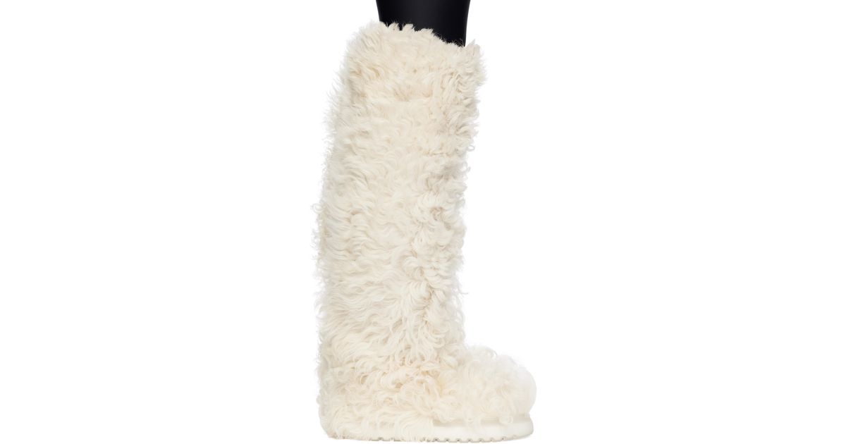 Moncler Beverly High Shearling Tall Boots in Natural | Lyst