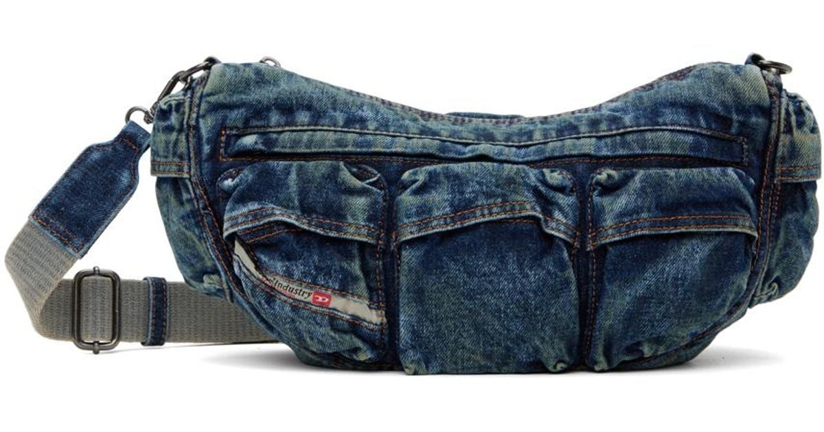 DIESEL Faded Denim Travel Messenger Bag in Blue for Men | Lyst