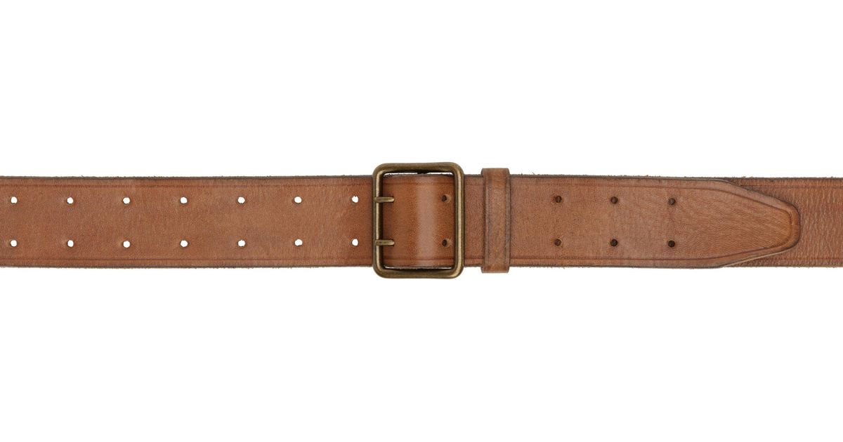 RRL Hand-Burnished Leather Double-Prong Belt in Black for Men | Lyst