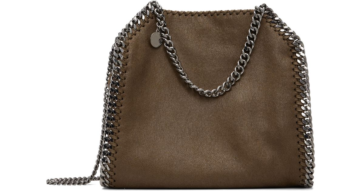 Stella McCartney Khaki Falabella Mini Tote Bag in Black | Lyst