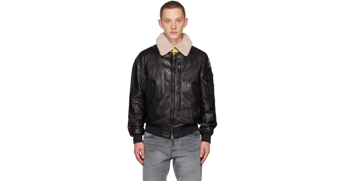 Parajumpers Black Josh Leather Jacket for Men | Lyst