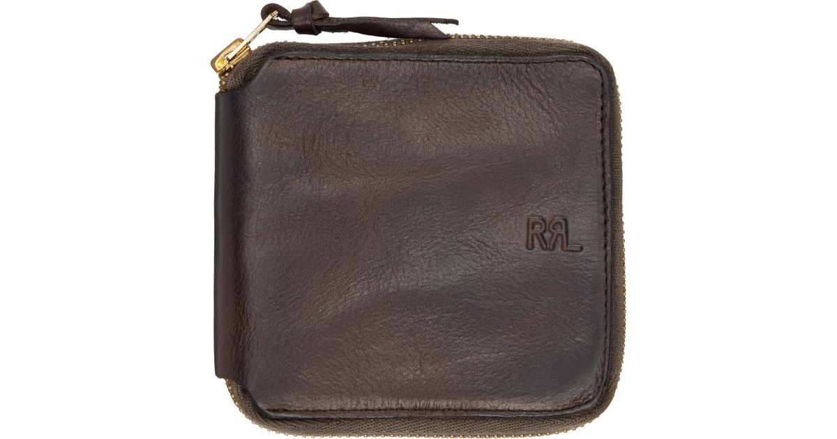 RRL Leather Zip Wallet in Brown for Men | Lyst UK