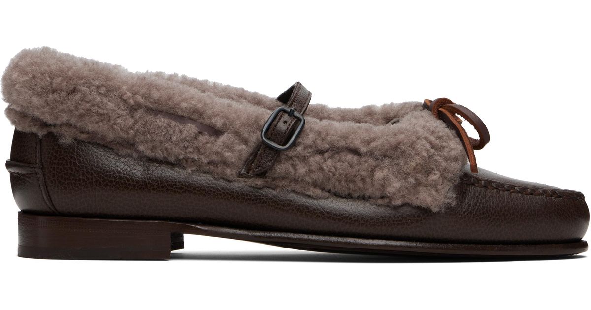Hereu Lorea Curly Shearling Loafers in Black | Lyst