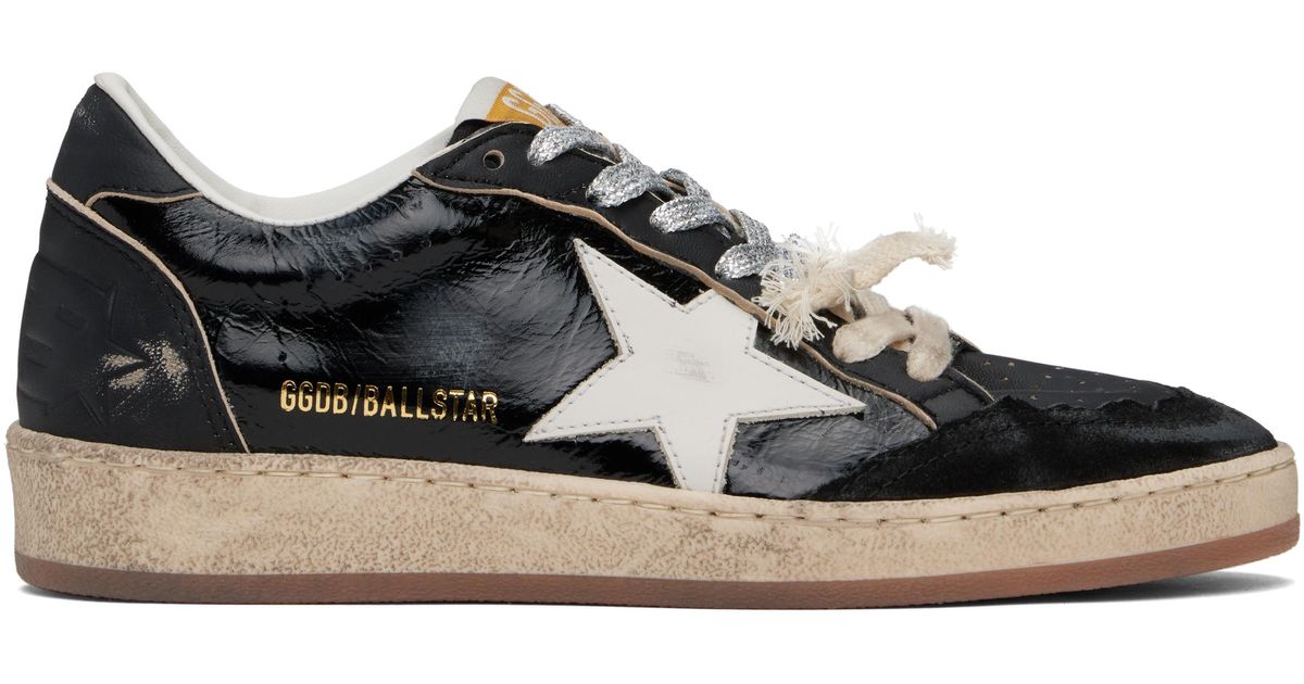 Golden Goose Ball Star Destroyed Toe Sneakers in Black | Lyst