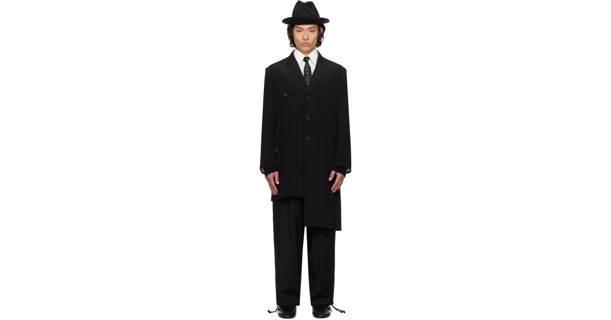 Yohji Yamamoto Tab Long Blazer in Black for Men | Lyst