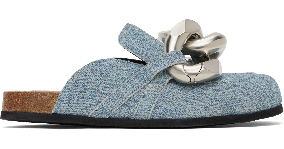 JW Anderson Chain Loafer Suede Mules in Black for Men | Lyst