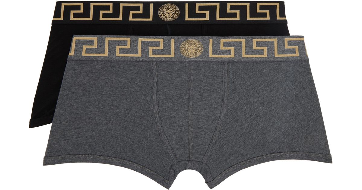 Versace Two-Pack & Greca Border Boxer Briefs in Black for Men | Lyst