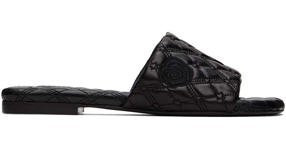 Burberry Leather Quilt Slides in Black | Lyst