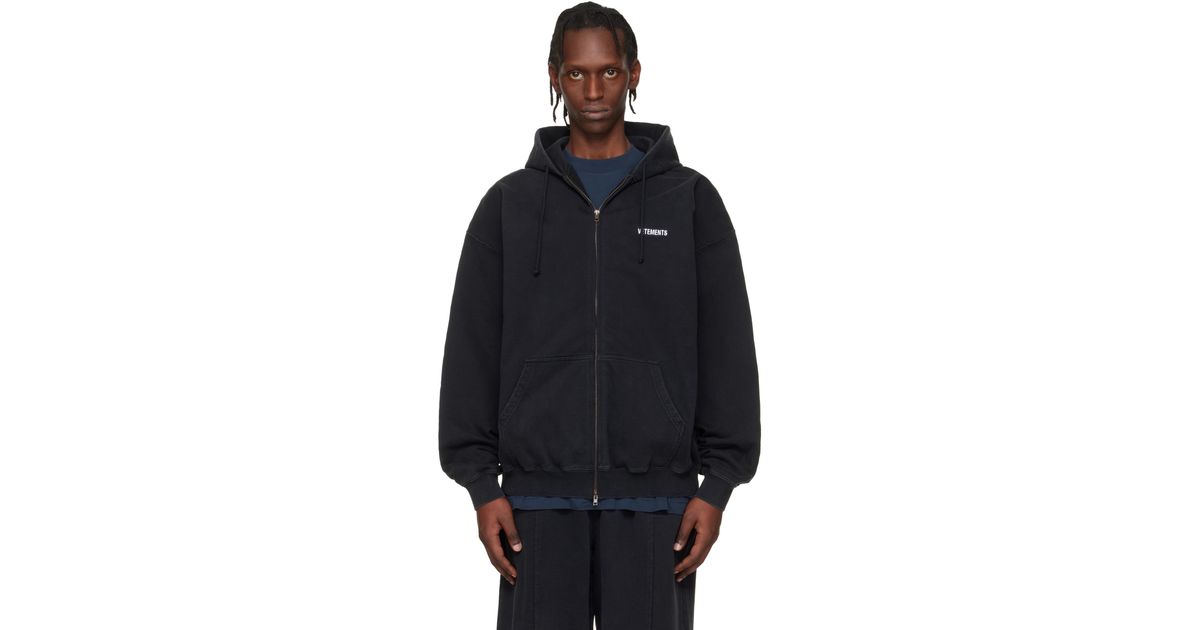 Vetements Iconic Logo Zip-Up Hoodie in Blue for Men | Lyst UK