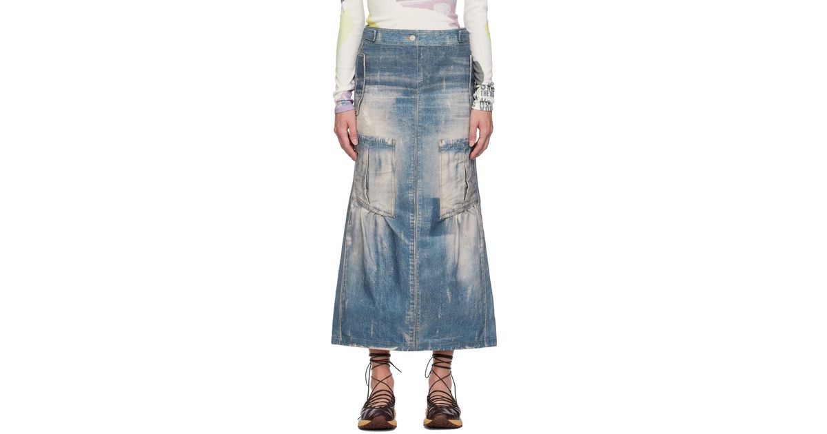 OPEN YY Jean Effect Denim Maxi Skirt in Blue | Lyst