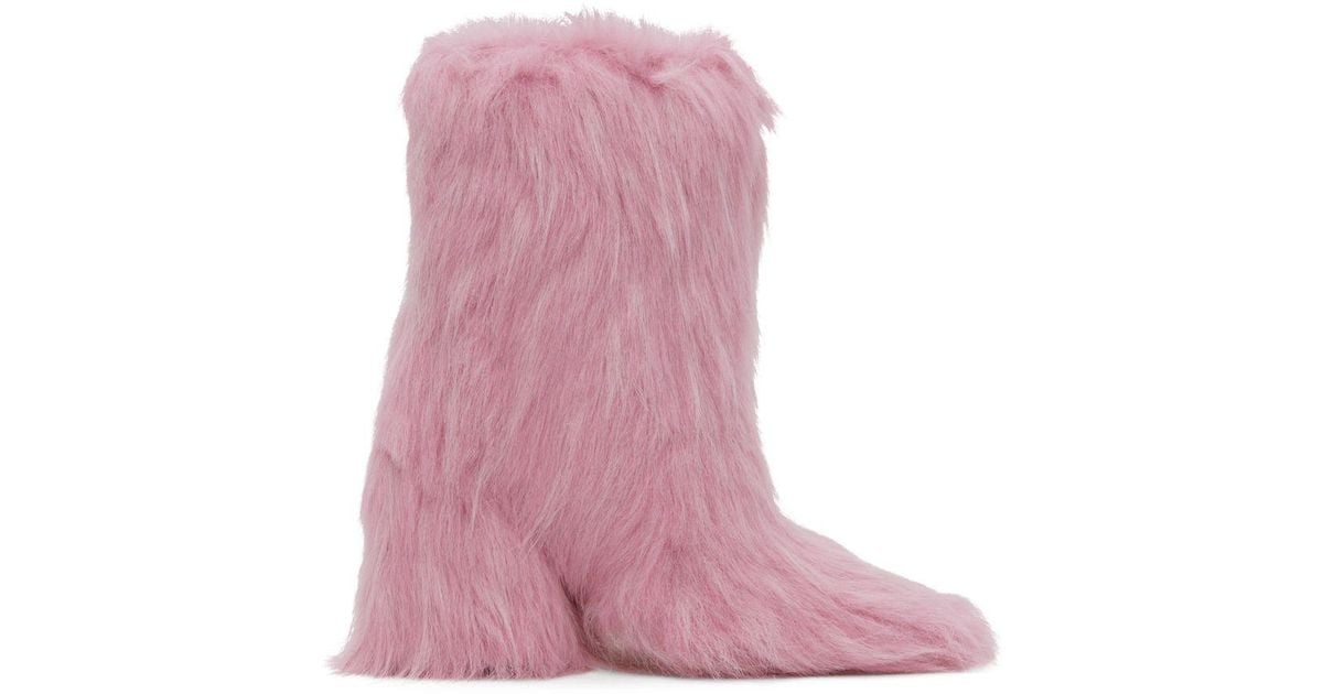 MSGM Pink Furry Boots | Lyst