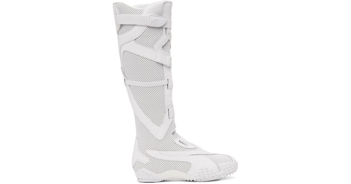 PUMA Mostro Leather Tall Boots in White | Lyst