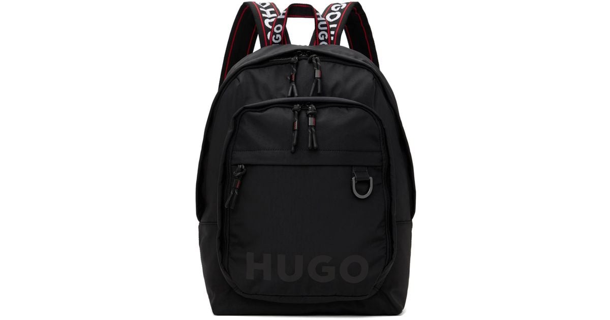 HUGO Logo-Print Branded Backpack in Black for Men | Lyst