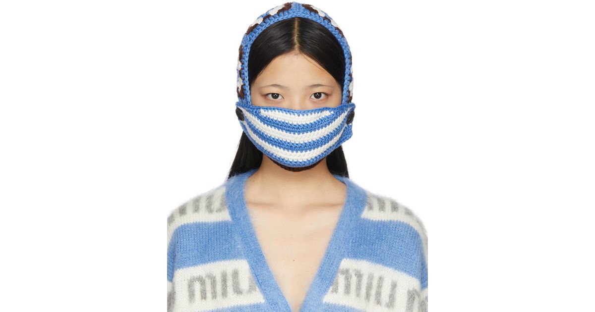 Miu Miu Crochet Face Mask Balaclava in Blue | Lyst Canada