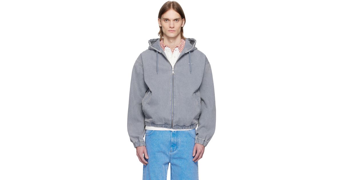 Lacoste Washed Effect Hooded Denim Jacket in Blue for Men | Lyst
