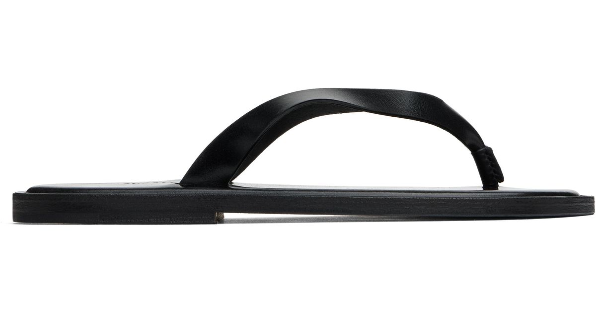 AURALEE Leather Tong Flip-Flops in Black | Lyst