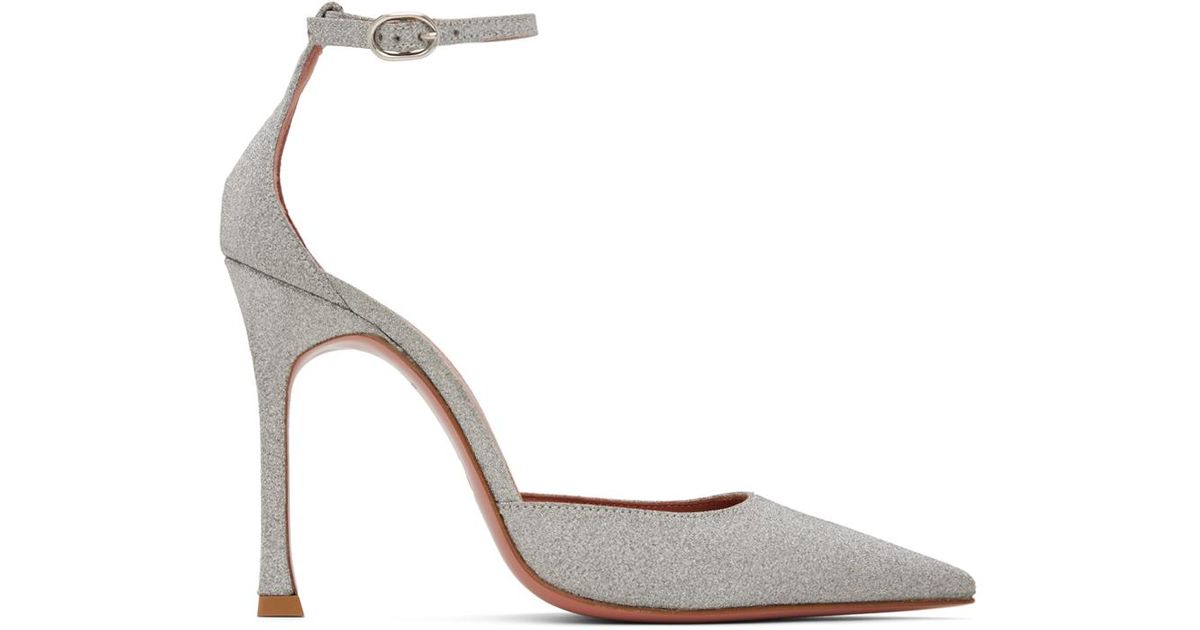 AMINA MUADDI Silver Kim Pump Heels in White | Lyst