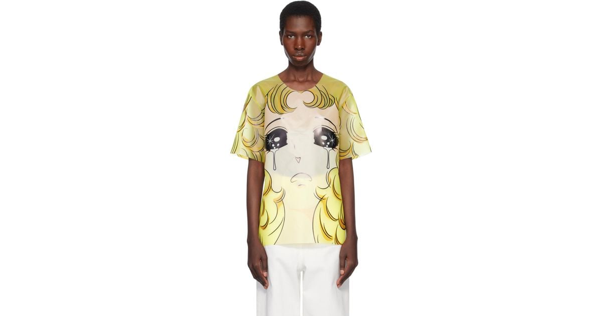 Pushbutton Crying Girl Oversized Vinyl T-Shirt in Yellow | Lyst