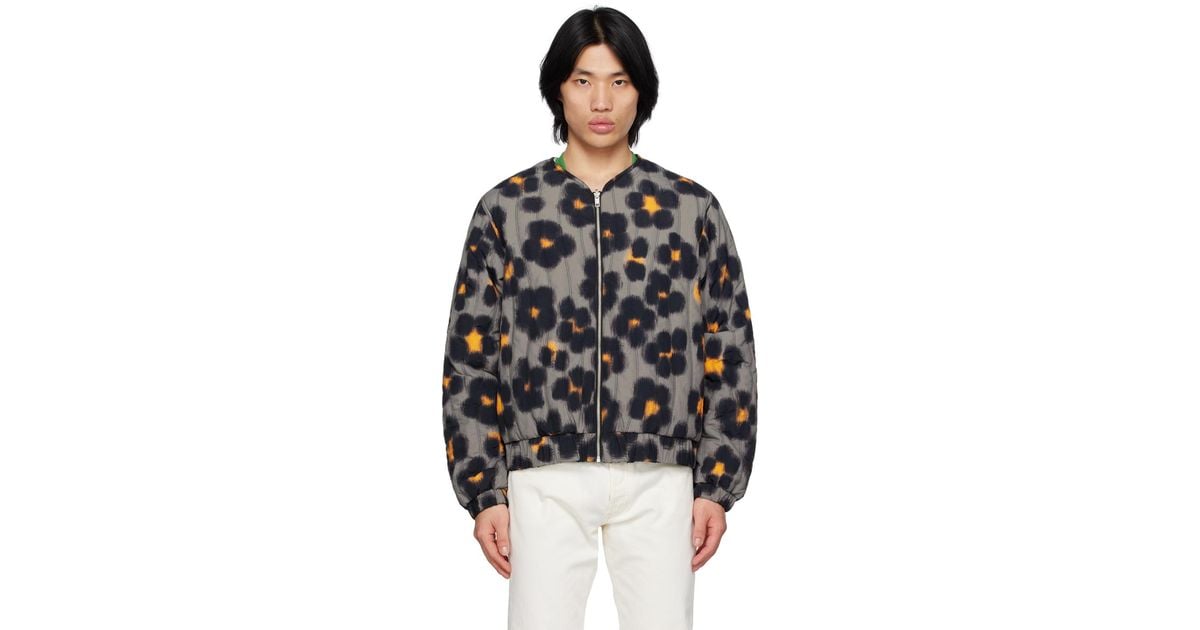 KENZO Black Paris Hana Leopard Reversible Bomber Jacket for Men | Lyst