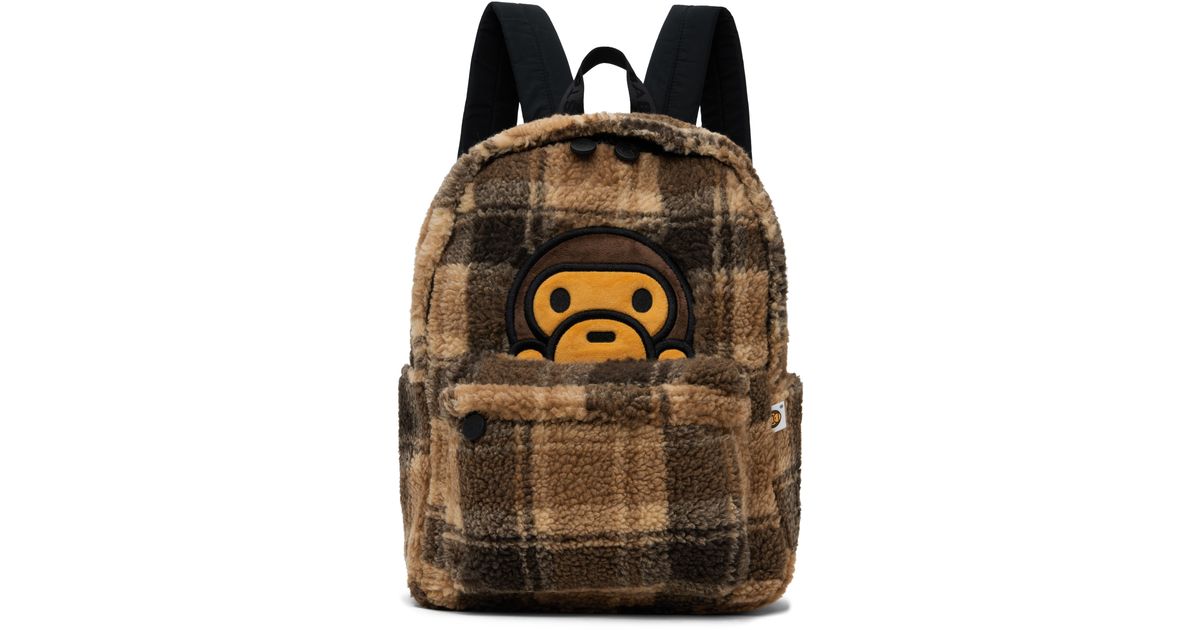 A Bathing Ape Baby Milo Fur Check Backpack in Black for Men | Lyst