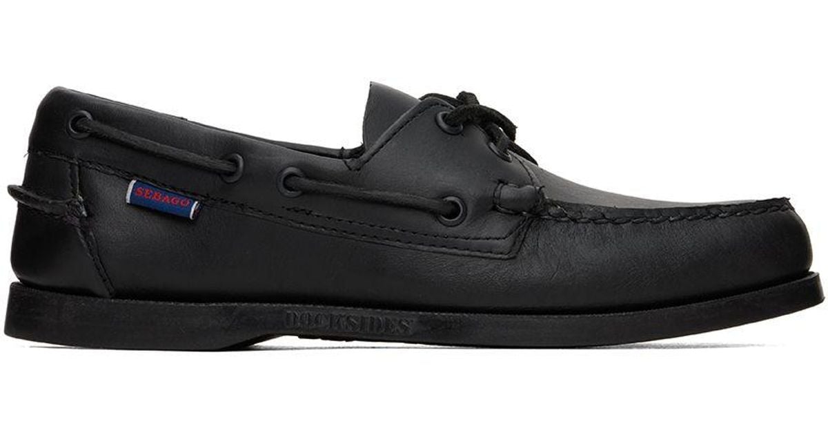 Sebago Black Portland Boat Shoes for Men | Lyst