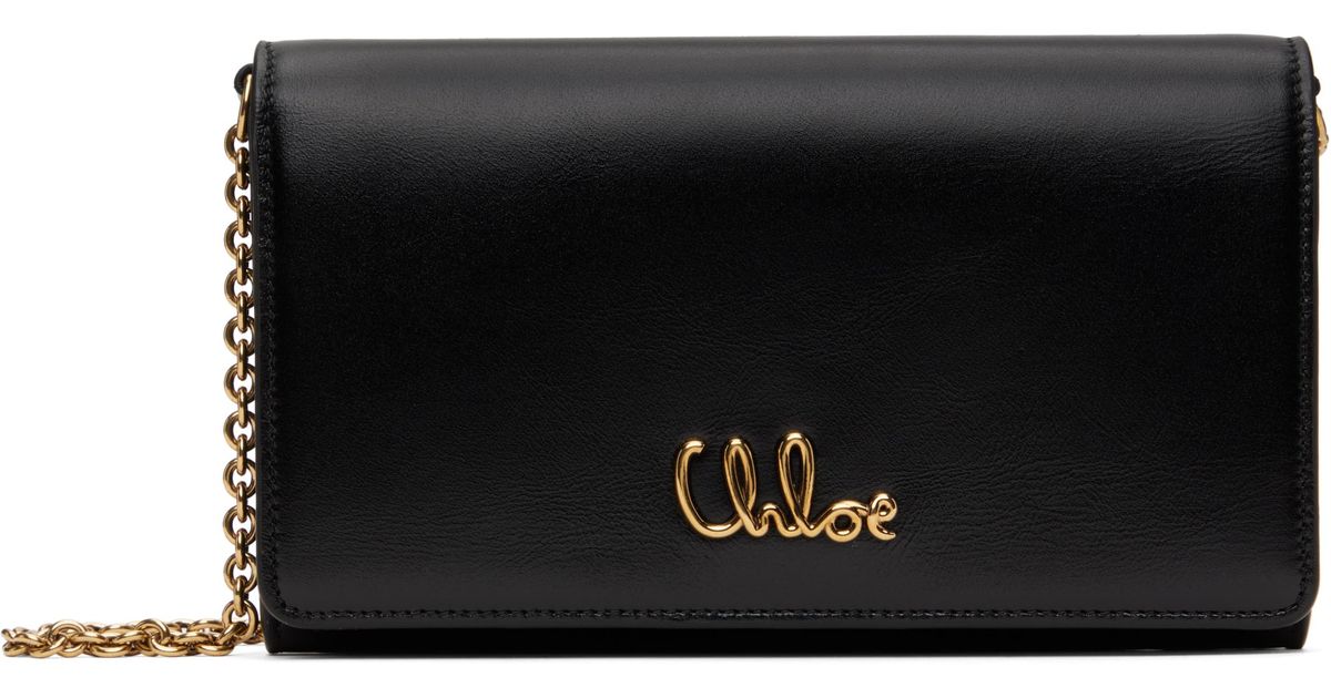 Chloé Iconic Flap Wallet On Chain' Bag in Black | Lyst UK