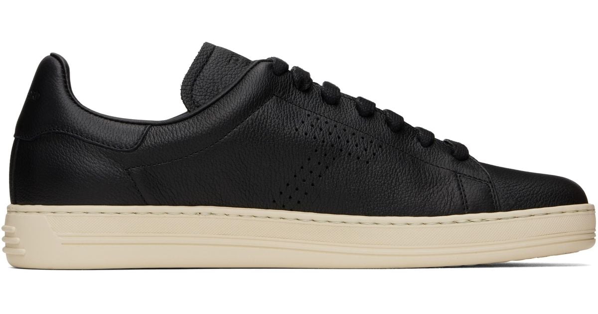 Tom Ford Grain Leather Warwick Sneakers in Black for Men | Lyst