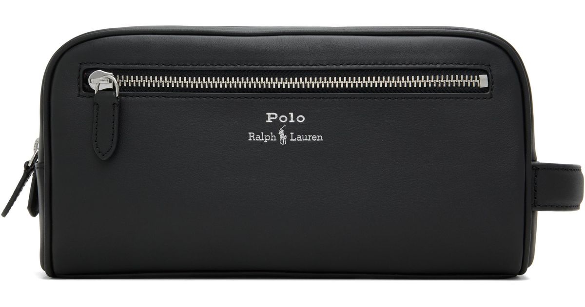 Polo Ralph Lauren Leather Travel Pouch in Black for Men | Lyst
