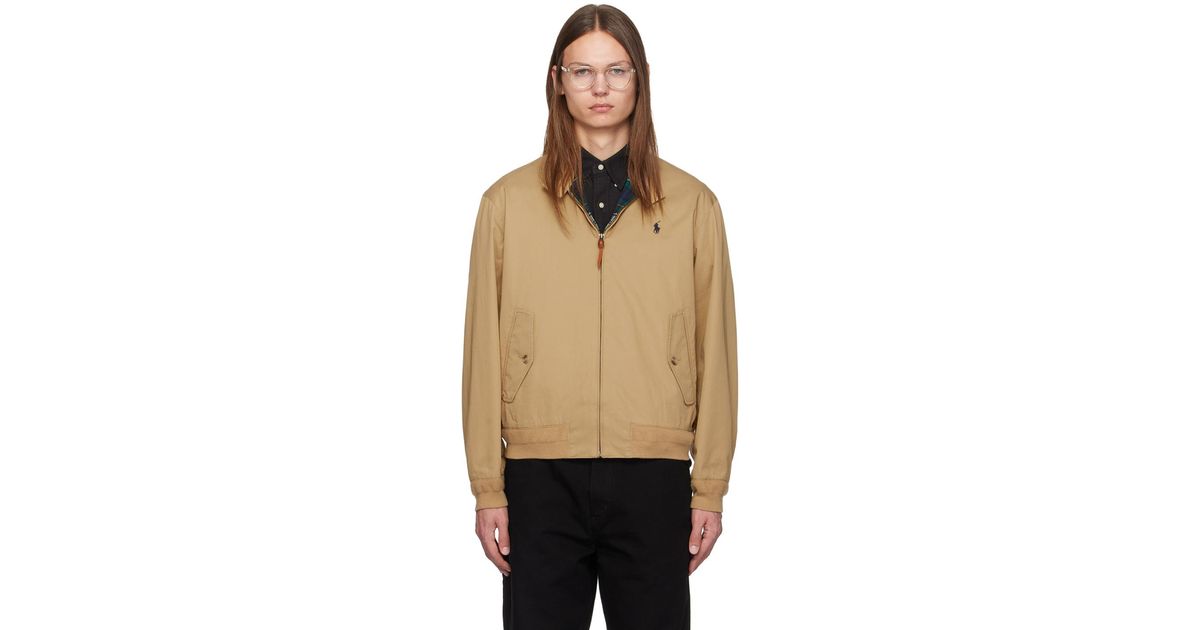 Polo Ralph Lauren Tan Cotton Jacket in Black for Men | Lyst