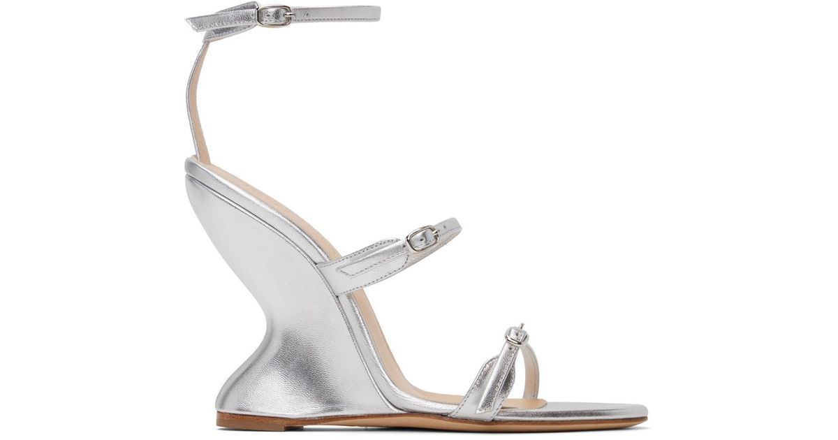 Magda Butrym Silver Inverted Wedge Heeled Sandals in White | Lyst