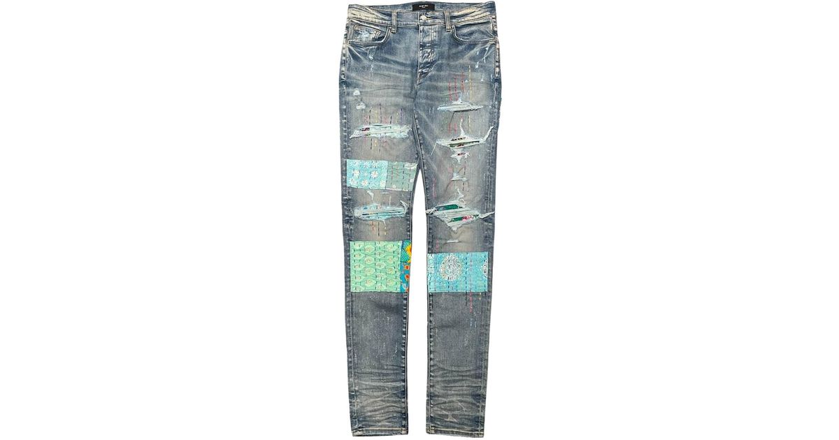 Amiri Quilted Art Patch Jeans "Clay" Mds066 408" in Black for Men | Lyst UK