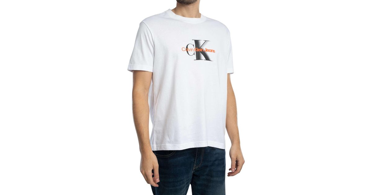 Calvin Klein Monologo Shift T-shirt in White for Men | Lyst