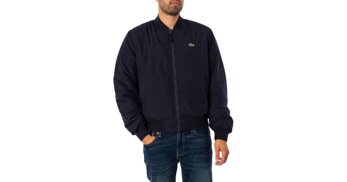 Lacoste Reversible Quilted Taffeta Bomber Jacket in Blue for Men | Lyst ...