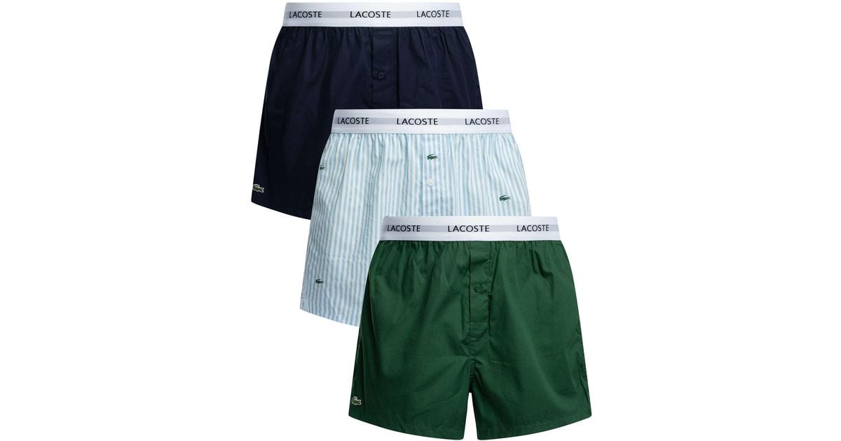 Lacoste 3 Pack Woven Boxers in Green for Men | Lyst