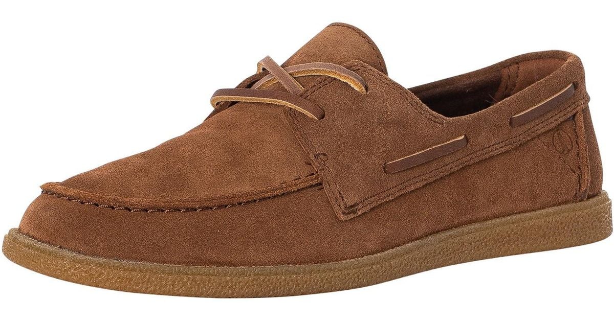 Clarks Clarkbay Go Suede Boat Shoes in Brown for Men | Lyst UK