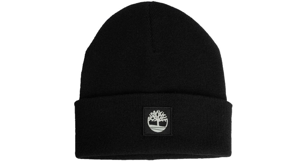 Timberland Tonal Patch Beanie in Black for Men | Lyst UK
