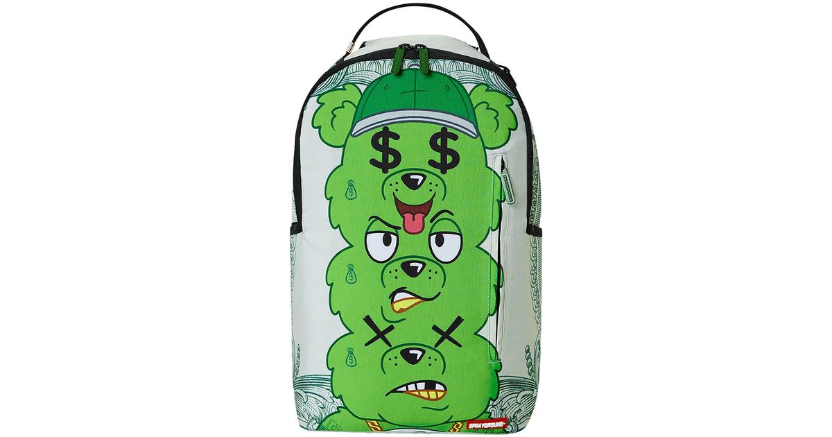Sprayground Seeing Triple Money Bear Backpack in Green for Men | Lyst